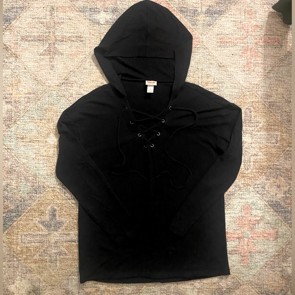 Mossimo Supply Co. | Tops | Mossimo Supply Co Lace Up Hoodie In Black ...
